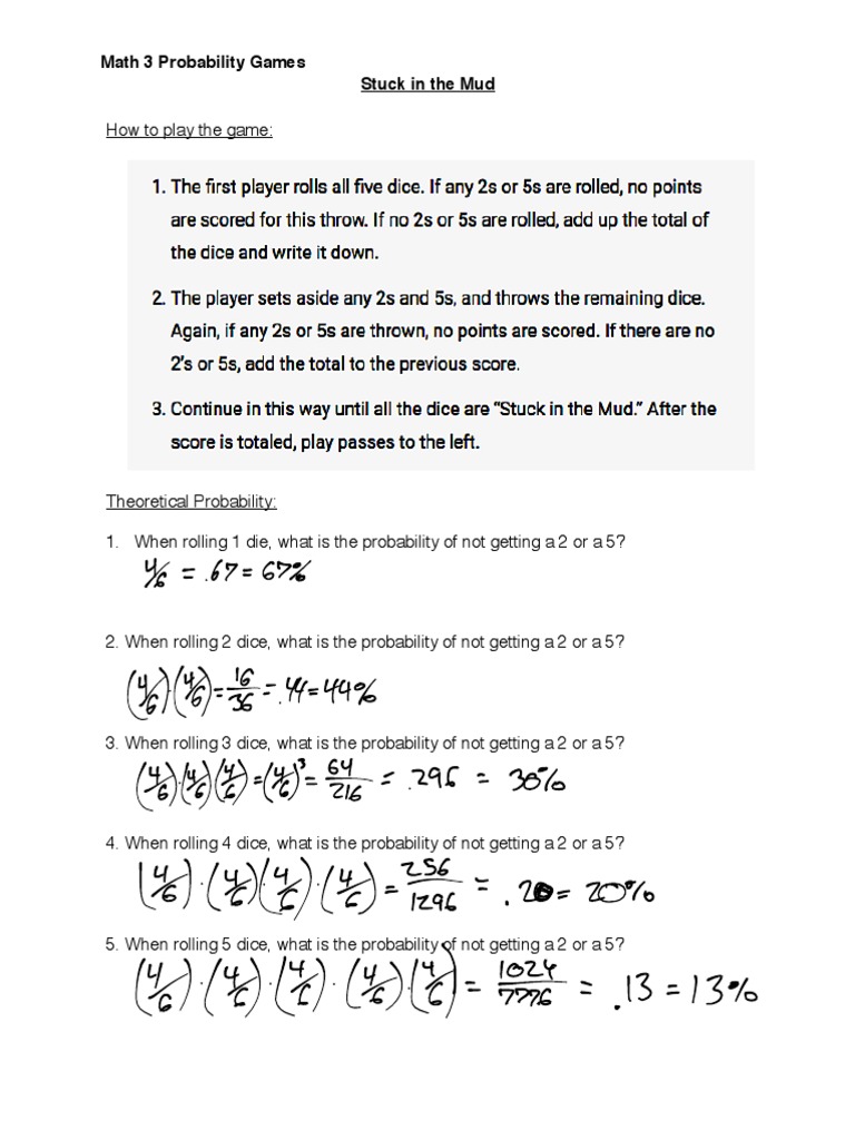 Math 3 Probability Games | PDF