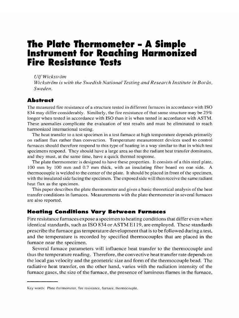 Fire Resistance Test | PDF | Thermocouple | Heat Transfer