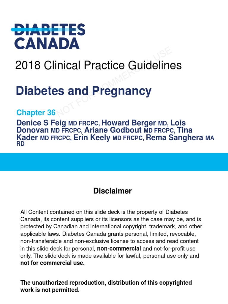 2018 Clinical Practice Guidelines: Diabetes and Pregnancy | PDF ...