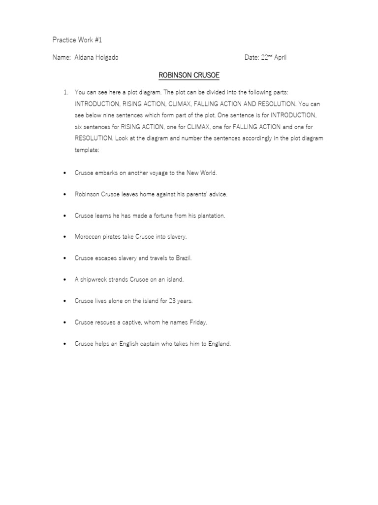 ROBINSON CRUSOE Practice Work | PDF | Robinson Crusoe | Slavery