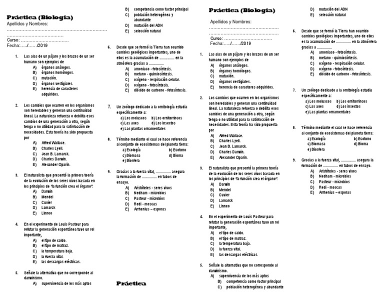 PRÁCTICA (Biologia) | PDF | Ecología | Ciencias de la vida