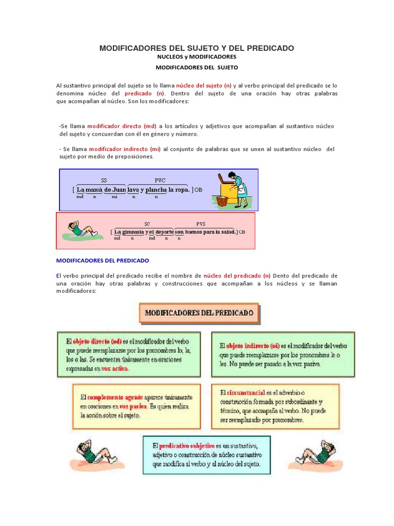 Modificadores del Sujeto y Predicado | PDF | Objeto (gramática ...