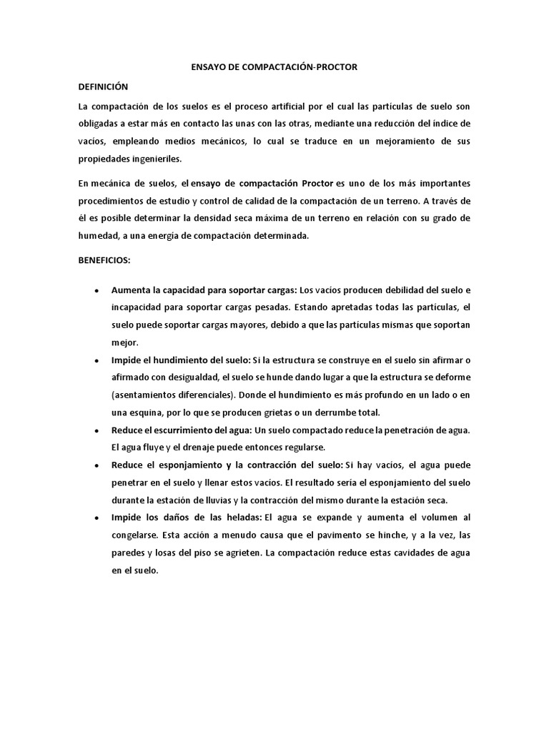 Teoria Proctor | PDF | Mecánica de suelos | Agua