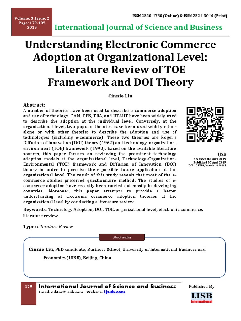 Understanding Electronic Commerce Adoption at Organizational Level ...