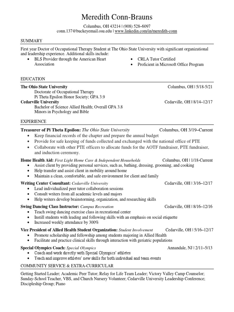 Merediths Resume | PDF | Ohio State University | Tutor