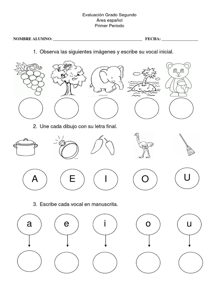 Evaluacion Grado Primero Español Pdf