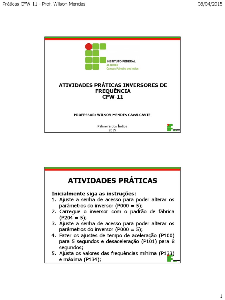 Configuração de parâmetros e programação de comandos em inversor de ...
