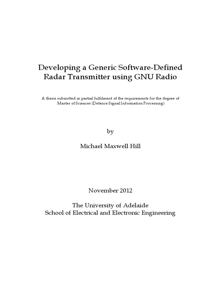 Developing A Generic Software-Defined Radar Transmitter Using GNU Radio ...