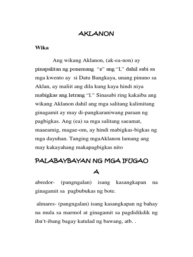 Aklanon Wika | PDF