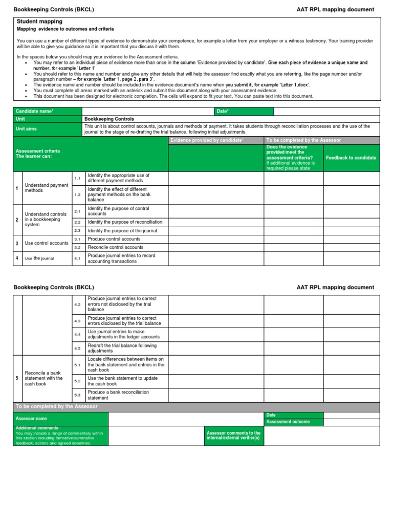 AQ2016 RPL Mapping Document BKCL | PDF | Bookkeeping | Business