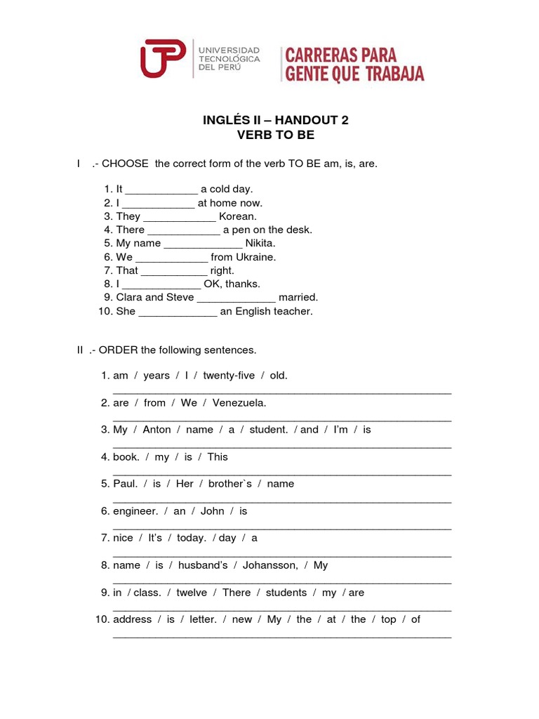 Inglés II - Handout 2 | PDF | Syntax | Grammar