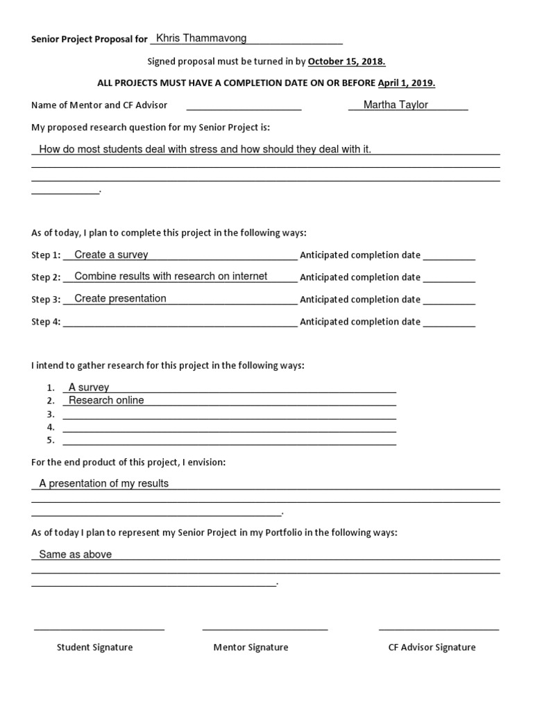 Senior Project Proposal Form 2018-19 | PDF