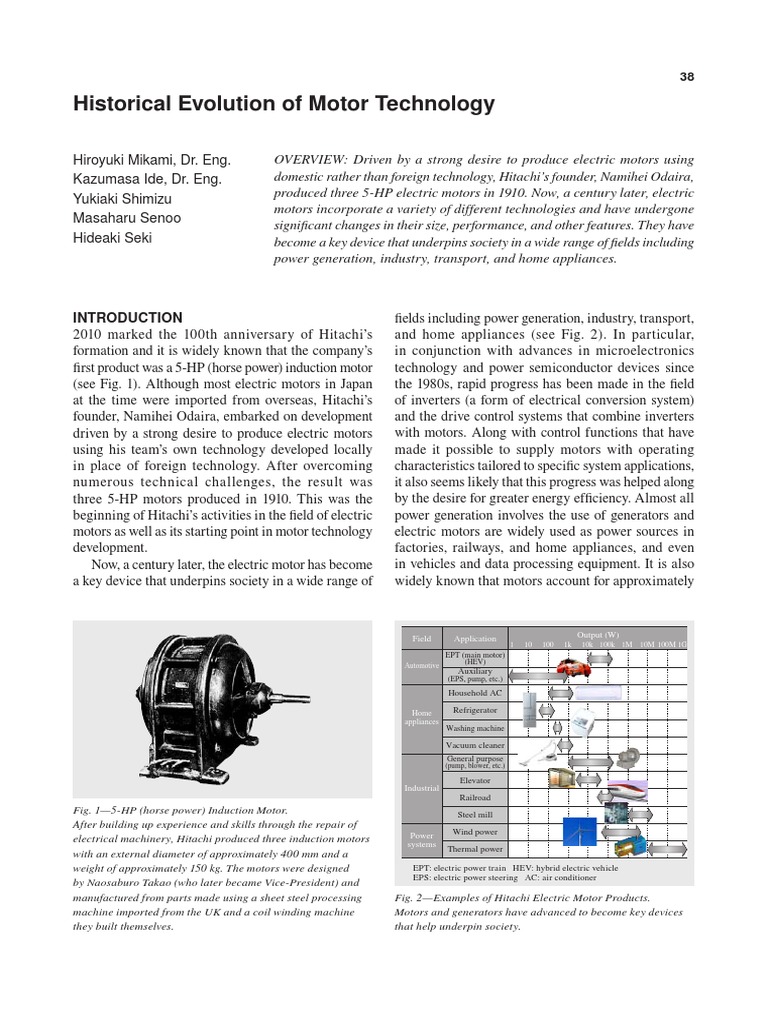 Historical Evolution of Motor Technology | PDF | Electric Motor ...