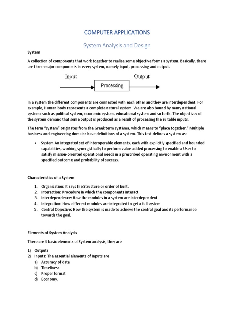 Computer Applications System Analysis and Design | PDF | Conceptual ...