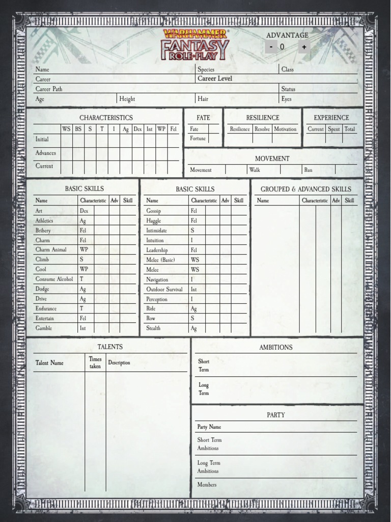 New WFRP 4e CharacterSheet | PDF