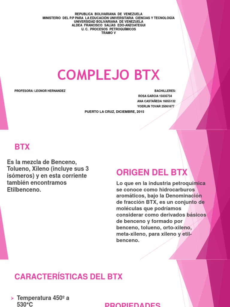 Características del Complejo BTX | PDF | Tolueno | Benceno