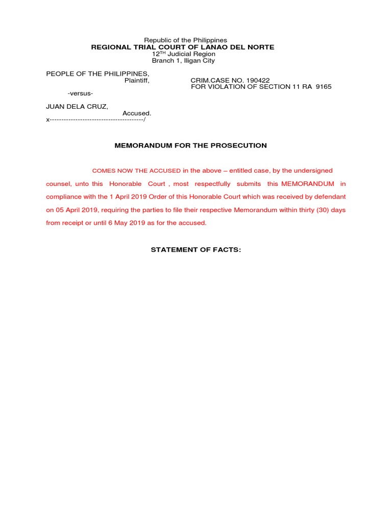 MFLO - Memorandum For The Prosecution | PDF
