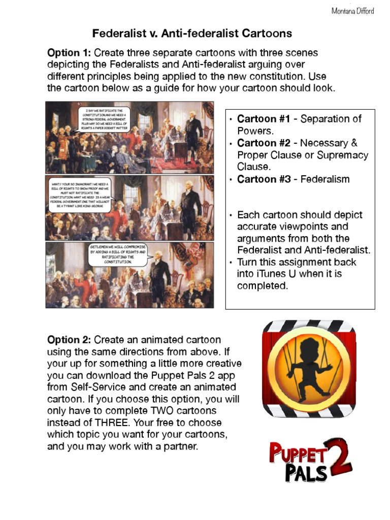 Federalist v. Anti-Federalist Cartoons: Option 1: Create Three Separate ...