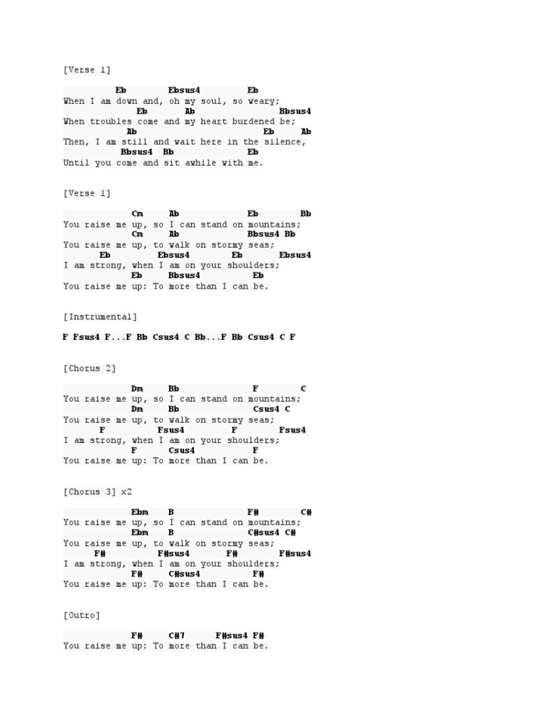 You Raise Me Up Chords | Song Structure | Number One Singles