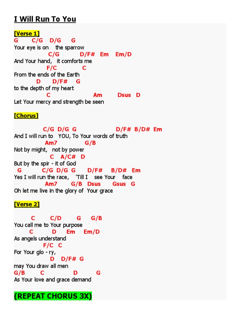 I Will Run To You Song Lyrics | PDF