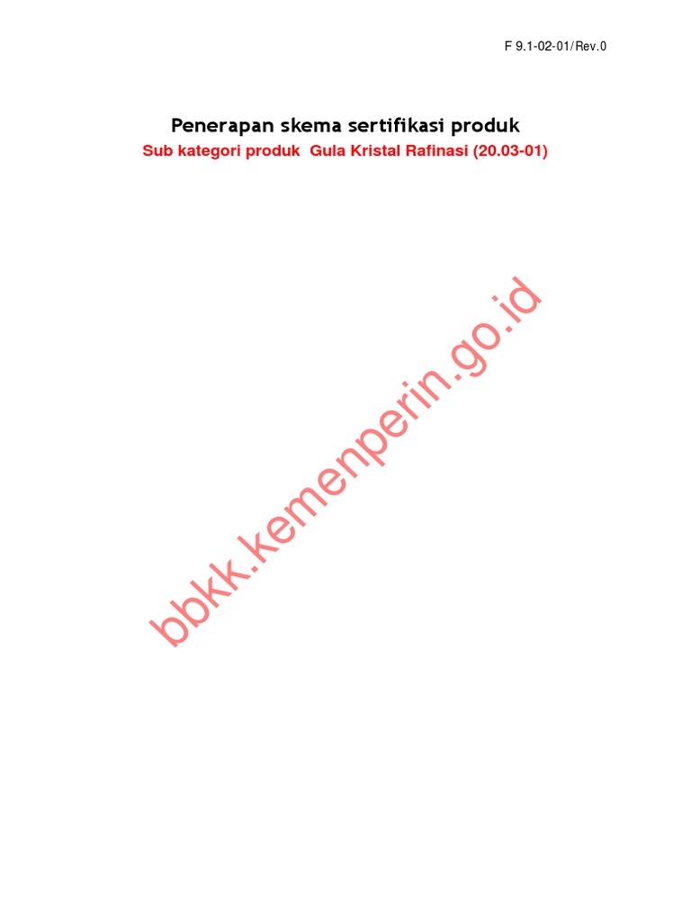 Skema Sertifikasi SNI Gula Rafinasi | PDF