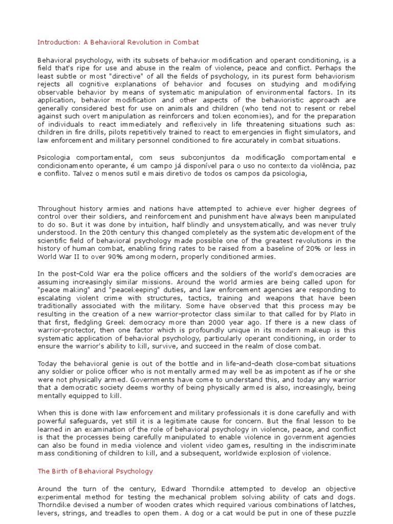 Introduction: A Behavioral Revolution in Combat | PDF | Behaviorism ...