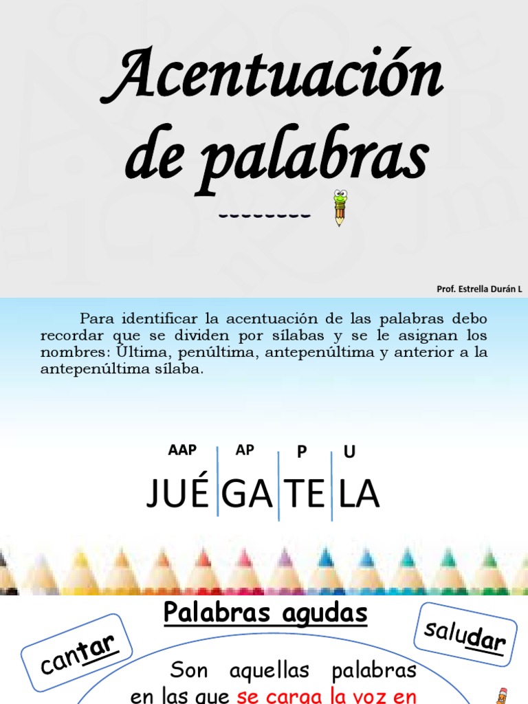 Material Apoyo Clase de Lenguaje. Acentuación de Palabras Agudas Graves ...