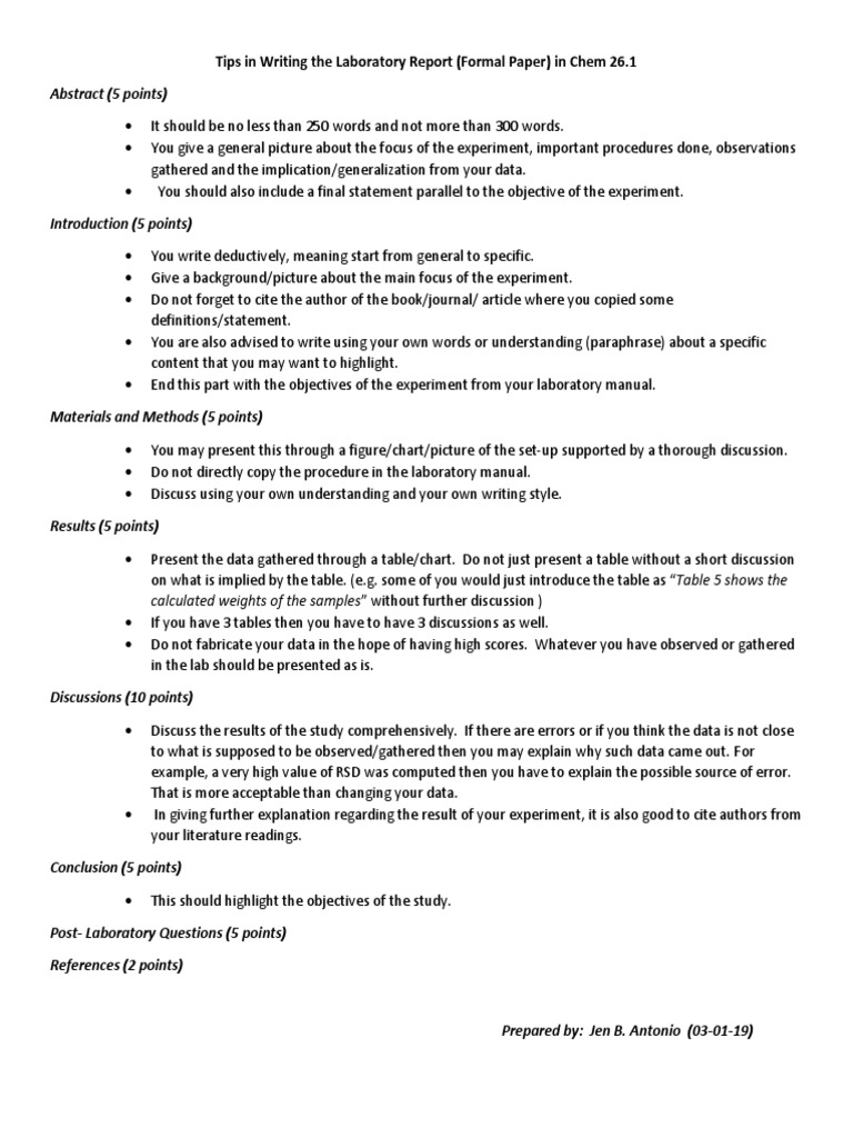 Tips in Writing The Laboratory Report | PDF | Experiment | Data