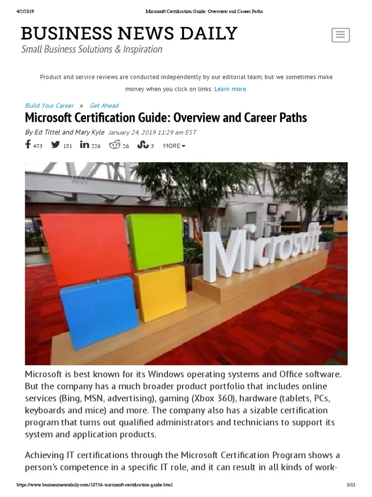 Microsoft Certification Guide - Overview and Career Paths PDF | PDF ...