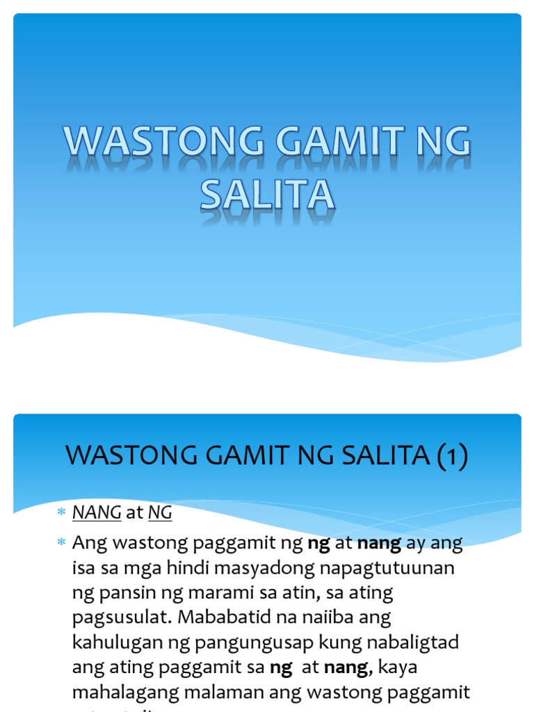 Wastong Gamit | PDF