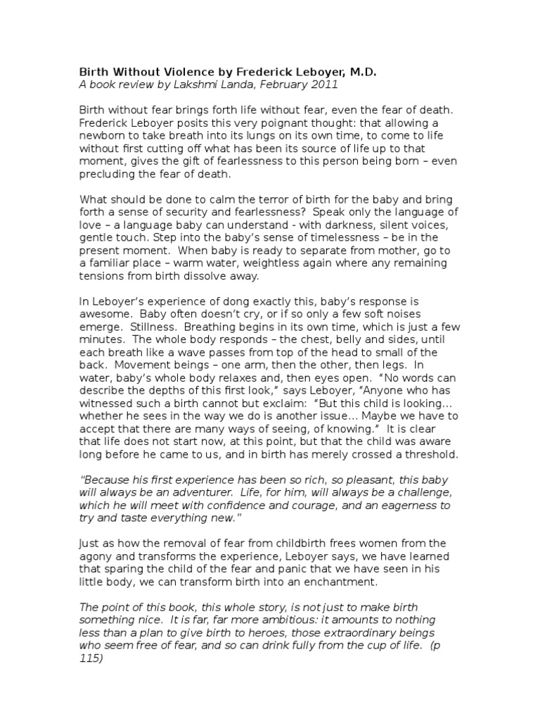 Birth Without Violence by Frederick Leboyer | PDF | Childbirth