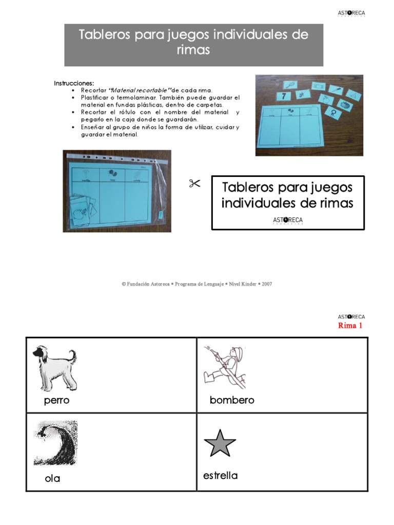 Tableros para Juegos Individuales de Rimas PDF | PDF