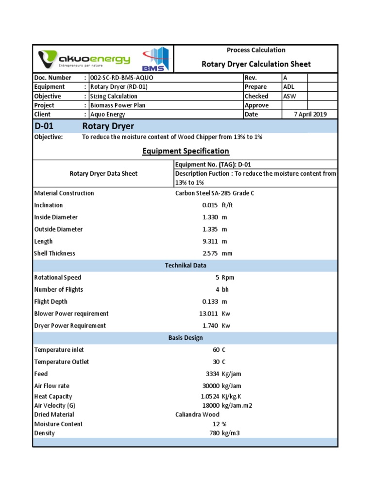 Rotary Dryer Sizing | PDF | Flow Measurement | Clothes Dryer