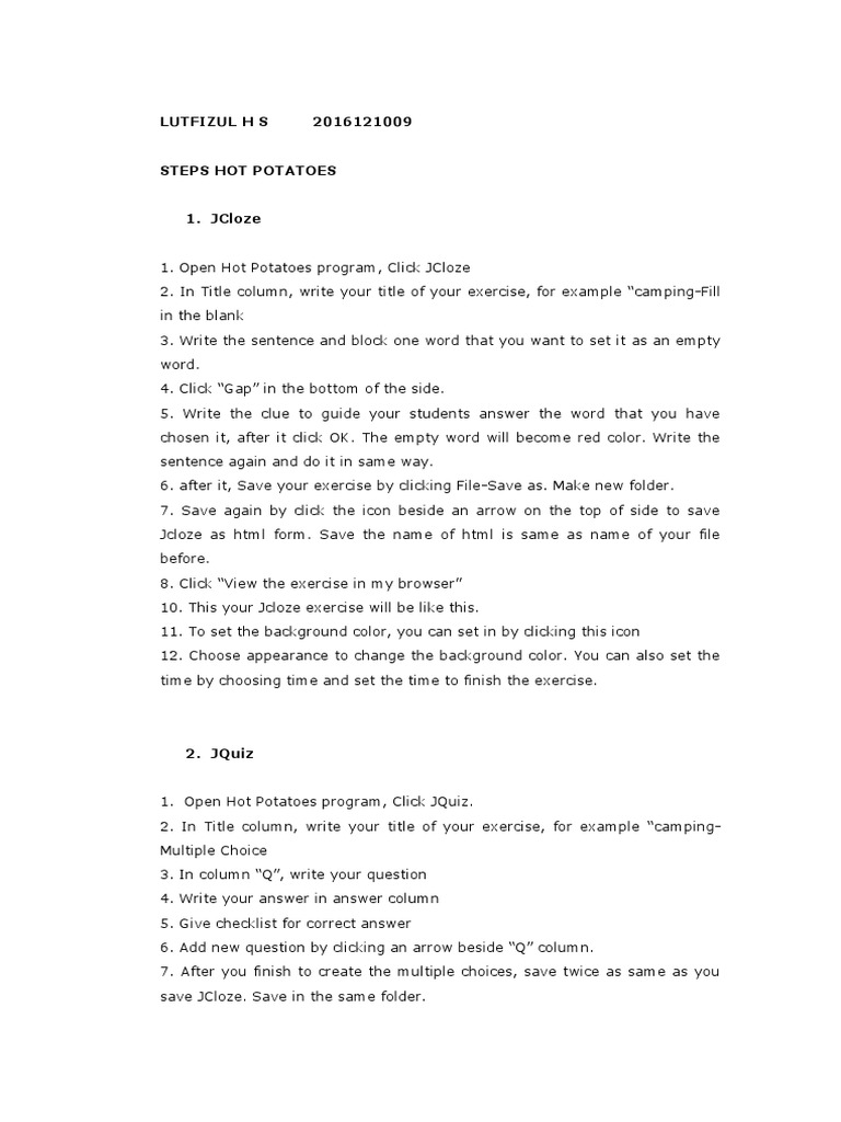 Steps Hot Potatoes | PDF | Crossword | Computing