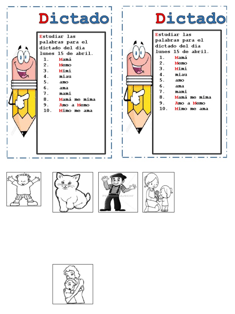 DICTADO #1 Dibujos | PDF