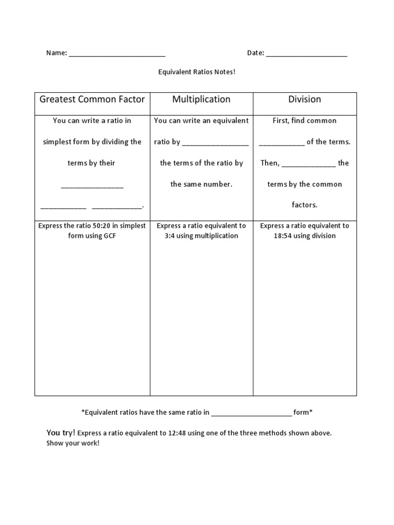 Equivalent Ratios Practice for Students | PDF