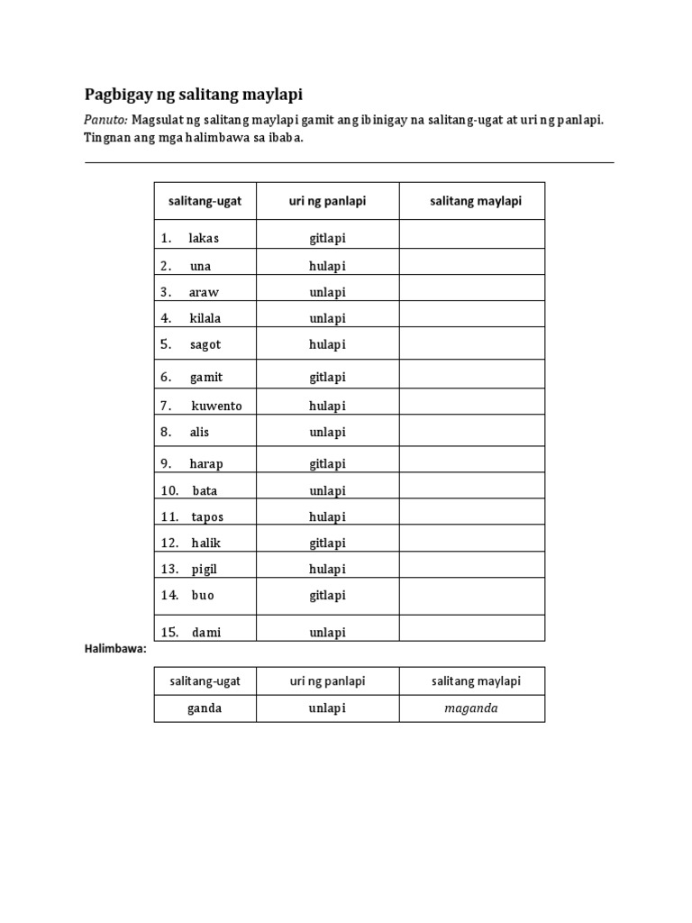 Maylapi Worksheets | PDF