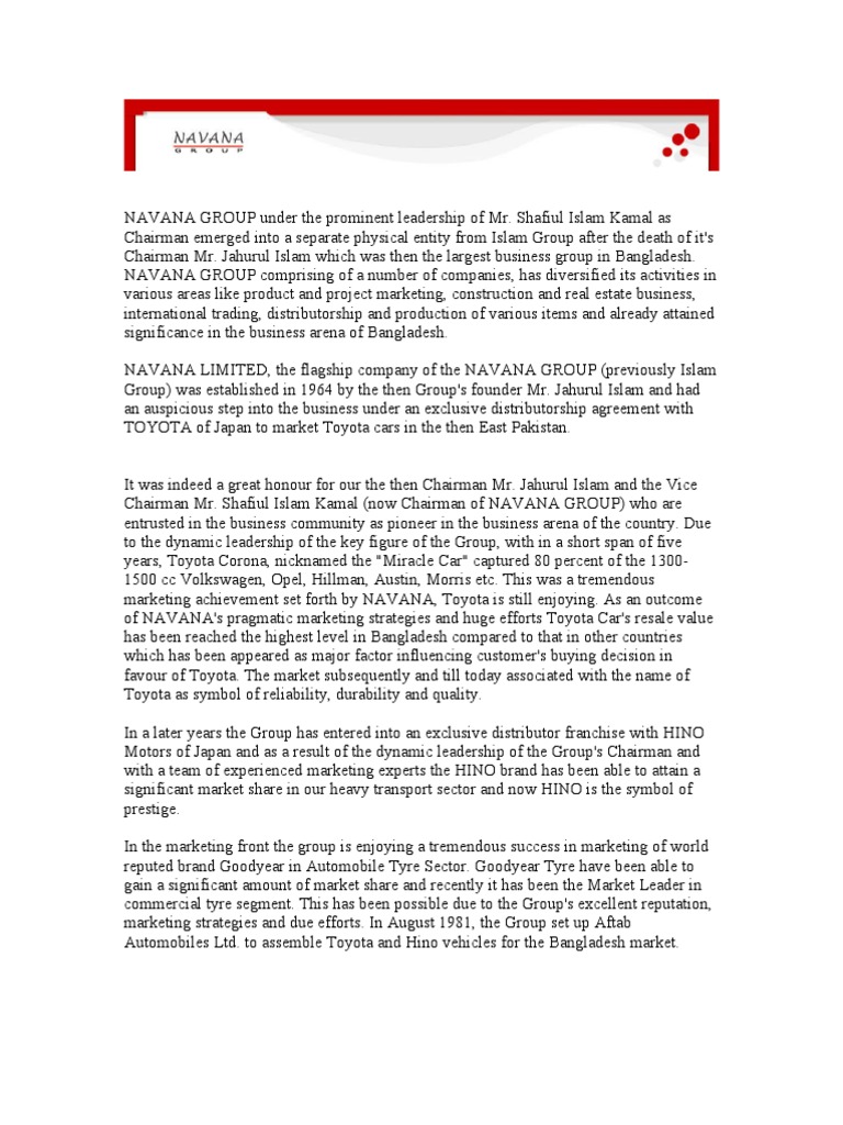 Navana Group Info. | PDF | Wheeled Vehicles | Car