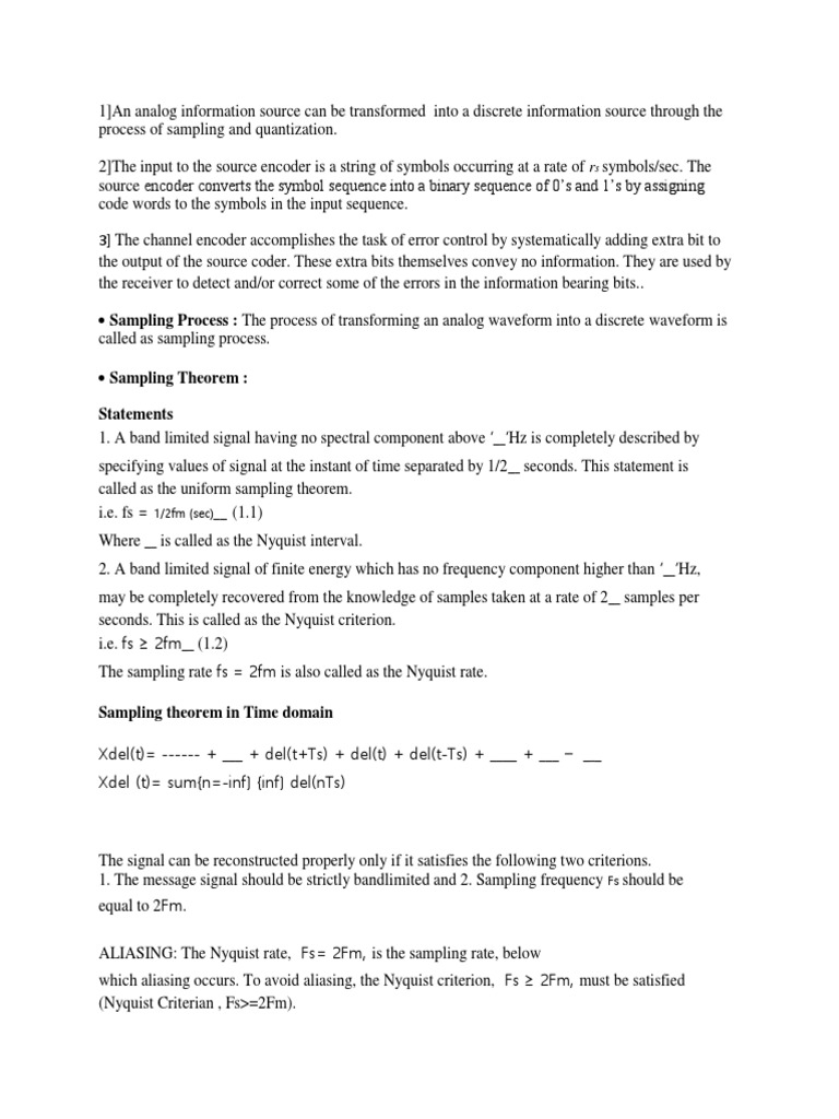 Sampling Process: The Process of Transforming An Analog Waveform Into A Discrete Waveform Is ...