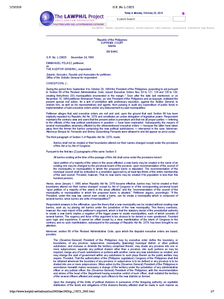 Pelaez vs. Auditor General | PDF | Presidents Of The United States ...