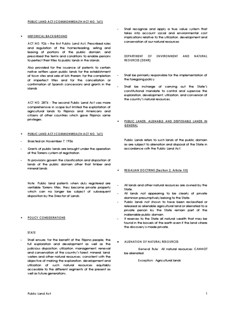 Public Land Act Reviewer | PDF | Real Property | Patent