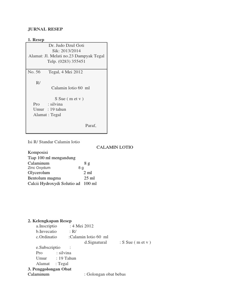Jurnal Resep Obat Kumur dan Lotio | PDF | Sains & Matematika