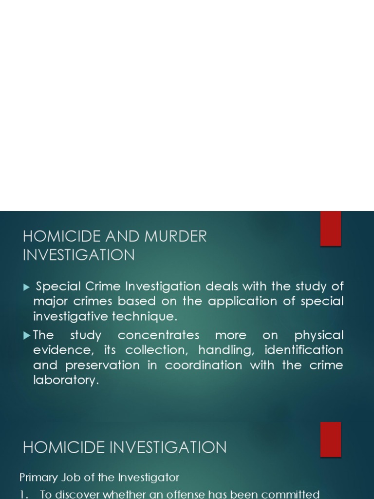 Homicide Investigation Procedures Guide | PDF | Death | Murder