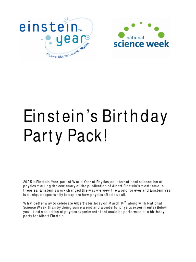 Einsteins Birthday Party Pack | PDF | Balloon | Momentum