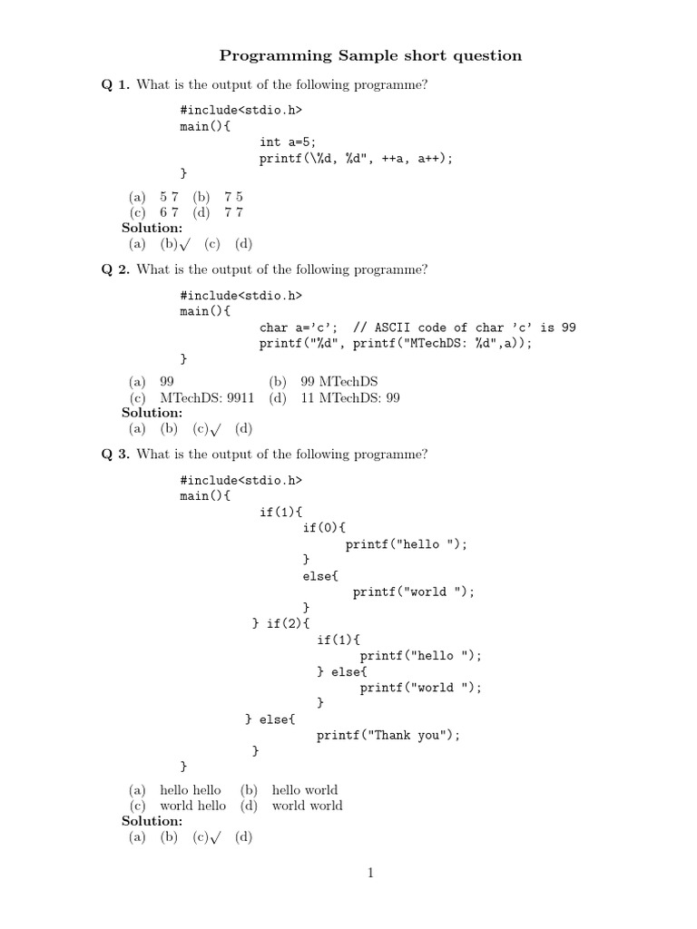 Programming Sample Short Question | PDF | Computer Engineering | Computer Libraries
