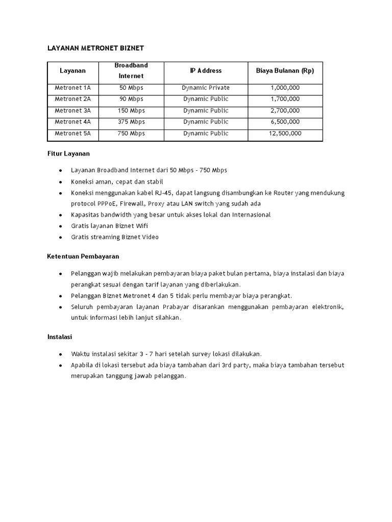 Paket dan Promo Biznet Metronet | PDF | Teknologi & Rekayasa