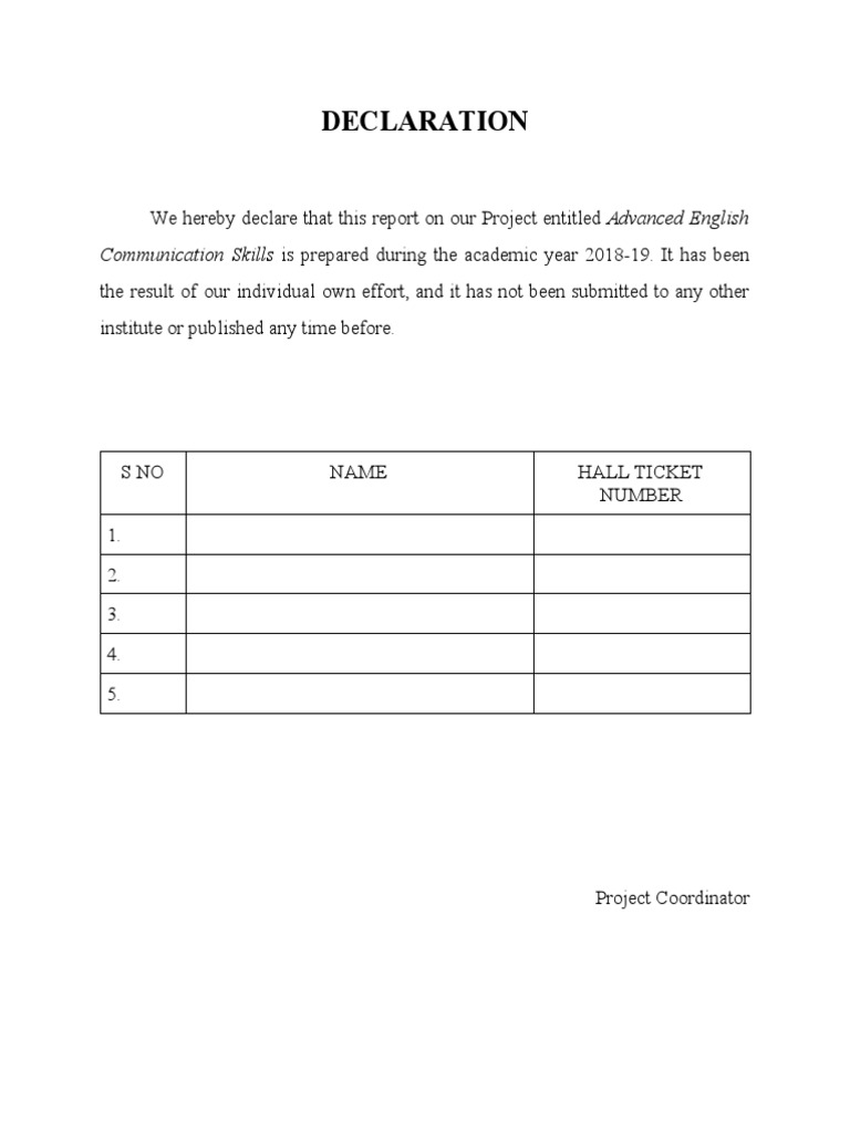 Declaration: Communication | PDF