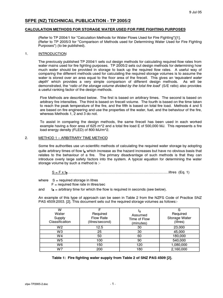 Calculation For Storage Water Used For Fire Fighting Purposes | PDF ...