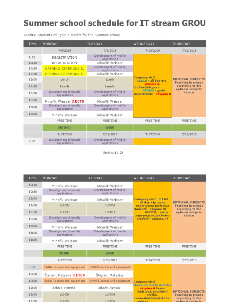 2019 Summer School Schedule | Download Free PDF | Computing | Business