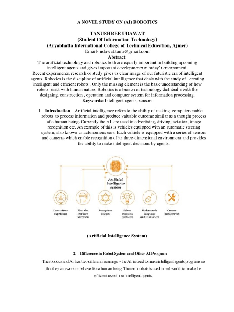 A Novel Study On Robotics | PDF | Artificial Intelligence ...